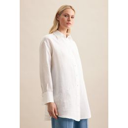 Longbluse Seidensticker "Schwarze Rose", Damen, Gr. XS (34), wei&szlig;, 100% Leinen, unifarben, oversize, ohne Ausschnitt, Blusen Longbluse, 1/1 Uni