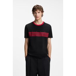 T-Shirt Hugo "Dempsy", Jungen, Gr. L, schwarz (schwarz001), Single Jersey, Obermaterial: 100% Baumwolle, unifarben, regular fit normal, Rundhals, abgesteppte Kante, Shirts T-Shirt, kontrastfarbiger Ausschnitt, Regular Fit, reine Baumwolle