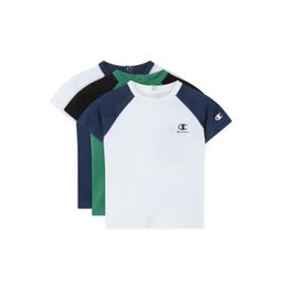 T-Shirt Champion "Sports-inspired Toddler 3 pack T-shirt", Jungen, Gr. 68, wht, nava, foli, nbk, nava, wht, Jersey, Obermaterial: 100% Baumwolle, normal, Rundhals, Shirts T-Shirt, f&uuml;r Babys, Kurzarm, sportlicher Stil, Rundhalsausschnitt