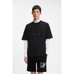 T-Shirt Hugo "Dariso", Jungen, Gr. L, schwarz001, Single Jersey, Obermaterial: 100% Baumwolle, unifarben, oversize normal, Rundhals, abgesteppte Kante, Shirts T-Shirt, Basic, Oversize Fit, reine Baumwolle