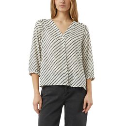 Shirtbluse comma, Damen, Gr. 36, wei&szlig; beige, Web, Obermaterial: 100% Polyester, bedruckt, l&auml;ssig geschnitten h&uuml;ftbedeckend, V-Ausschnitt, Blusen, 3/4-Arm Tunika mit grafischem Muster