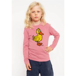 Langarmshirt logoshirt "Die Sendung mit der Maus - Ente", Jungen, Gr. 104, rosa, 100% Baumwolle, bedruckt, unifarben, normal, Rundhals, Shirts Langarmshirt, mit coolem Print