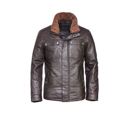 Blouson Bugatti "BUMARCELLO", Herren, Gr. 50, dunkelbraun, Obermaterial: 100% Lammleder LEL. Futter: 100% Polyester PES., Rundhals, Jacken Blouson, mit weichem Stehkragen