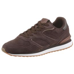 Marc O'Polo Sneaker MARC O'POLO "Maxima", Damen, Gr. 38, braun (dunkelbraun), Lederimitat, Veloursleder, Basic, Schuhe Sneaker, Schn&uuml;rschuh, Halbschuh, Freizeitschuh mit Memory Foam-Ausstattung