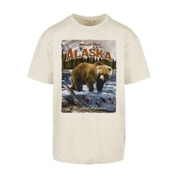 T-Shirt "Upscale by Mister Tee Herren Alaska Vintage Oversize Tee", Jungen, Gr. L, sand, 100% Baumwolle, UPSCALE BY MISTER TEE, bedruckt, oversize, Rundhals, Shirts T-Shirt