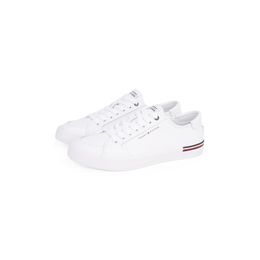 Sneaker Tommy Hilfiger "CORE CORPORATE VULC LEATHER", Herren, Gr. 46, wei&szlig;, Leder, Lederimitat, Schuhe Sneaker, Freizeitschuh, Halbschuh, Schn&uuml;rer mit Logoschriftzug