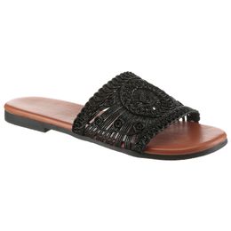 Pantolette ANISTON SHOES, Damen, Gr. 37, schwarz, Lederimitat, Schuhe Pantolette, Sommerschuh, Strandschuh in modischer Optik - NEUE KOLLEKTION