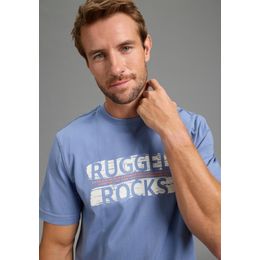 MAN'S WORLD Rundhalsshirt MAN'S WORLD "Neue Kollektion", Jungen, Gr. L (52/54), blau (graublau), Single Jersey, Obermaterial: 100% Baumwolle, bedruckt, normal, Rundhals, Shirts Rundhalsshirt, casual Stil, Kurzarm, normale Passform, bedruckt