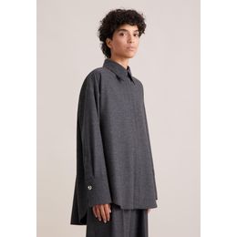 Hemdbluse Seidensticker, Damen, Gr. S (36), grau, 39% Wolle, 33% Polyester, 14% Viskose, 13% Polyamid, 1% Elasthan, unifarben, oversize, Blusen Hemdbluse, 1/1 Uni