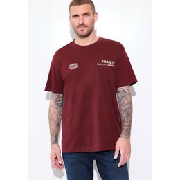 T-Shirt Street One MEN, Jungen, Gr. L (42), rot (burnt crimson rot), Web, 100% Baumwolle, bedruckt, comfort fit normal, Rundhals, abgesteppt, Shirts T-Shirt, aus reiner Baumwolle