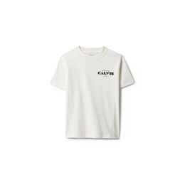 T-Shirt Calvin Klein Jeans "CALVIN SMALL CHEST PRINT TEE", Jungen, Gr. 16 (176), tofu, Single Jersey, Obermaterial: 100% Baumwolle, unifarben, regular fit normal, Rundhals, eingesetzt abgesteppte Kante, Shirts T-Shirt, Regular fit mit Rundhalsausschnitt