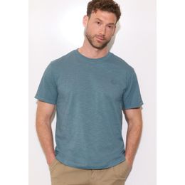 T-Shirt Street One MEN, Jungen, Gr. L (42), lake blau, Web, 100% Baumwolle, unifarben, comfort fit normal, Rundhals, abgesteppt, Shirts T-Shirt, aus reiner Baumwolle