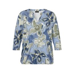 T-Shirt Via Appia Due "Via Appia Due Shirt", Damen, Gr. 44, blau (hellblau multicolor), Obermaterial: 90% Viskose CV. 10% Elasthan EL., relaxed fit, V-Ausschnitt, Shirts T-Shirt, Gro&szlig;e Gr&ouml;&szlig;en