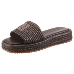 Marc O'Polo Pantolette MARC O'POLO "Larissa", Damen, Gr. 40, dunkelbraun, Bast, Flechtoptik, Schuhe Pantolette, Sommerschuh, Urlaubsschuh, Strandschuh, zum Schlupfen