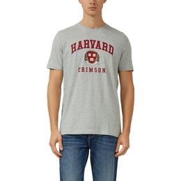T-Shirt s.Oliver, Jungen, Gr. L, graumelange, Single Jersey, Obermaterial: 90% Baumwolle, 10% Viskose, gerade h&uuml;ftbedeckend, Rundhals, Shirts T-Shirt, mit plakativem Druck