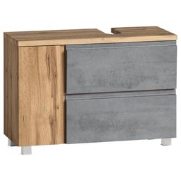 Held Waschbeckenunterschrank, Hellgrau, Eiche Wotan, Holzwerkstoff, 1 F&auml;cher, 1 Schublade(n) Schubladen, 85x56x35 cm, Made in Germany, stehend, h&auml;ngend, Badezimmer, Badezimmerschr&auml;nke, Waschbeckenunterschr&auml;nke