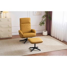 Livetastic Relaxsesselset, Gelb, Metall, Echtleder, Rindleder, 77x107x75 cm, Relaxfunktion, Wohnzimmer, Sessel, Relaxsessel