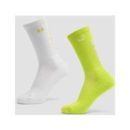 Myprotein MP Move Club Laufsocken (2er-Pack) - Neongr&uuml;n/Wei&szlig; - UK 2-5