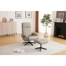 Livetastic Relaxsesselset, Taupe, Metall, Echtleder, Rindleder, 77x107x75 cm, Relaxfunktion, Wohnzimmer, Sessel, Relaxsessel