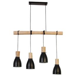 Novel H&auml;ngeleuchte, Schwarz, Natur, Holz, Metall, Eiche, vollmassiv, Vintage,Vintage, 90x15x150 cm, RoHS, CE, h&ouml;henverstellbar, Lampen & Leuchten, Innenbeleuchtung, H&auml;ngelampen, Pendelleuchten
