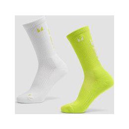 Myprotein MP Move Club Laufsocken (2er-Pack) - Neongr&uuml;n/Wei&szlig; - UK 2-5