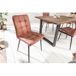 Riess Ambiente Retro Design Stuhl MODENA vintage braun mit Ziersteppung Polsterstuhl Riess-Ambiente Esszimmerstuhl K&uuml;chenstuhl