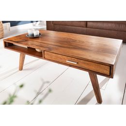 Riess Ambiente Massivholz Couchtisch RETRO 100cm braun Sheesham stone finish Schubladen handmade Riess-Ambiente Sofatisch Wohnzimmertisch rechteckig