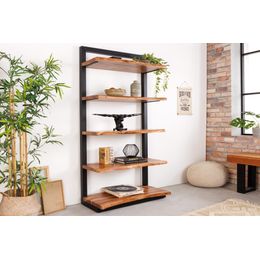 Riess Ambiente Massives B&uuml;cherregal MAMMUT 180cm Akazie schwarz f&uuml;nf Regalb&ouml;den Riess-Ambiente Industrie & Loft