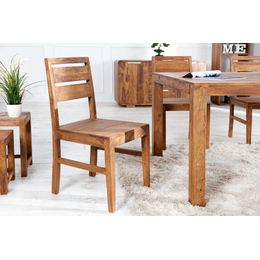 Riess Ambiente Massiver Stuhl PURE braun Sheesham Massivholz stone finish einzigartige Maserung Riess-Ambiente Esszimmerstuhl K&uuml;chenstuhl Natur Kolonial