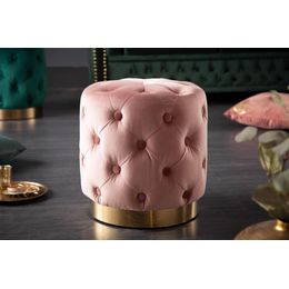 Riess Ambiente Eleganter Hocker MODERN BAROCK 40cm altrosa gold Samt Chesterfield Design Riess-Ambiente