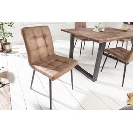 Riess Ambiente Retro Design Stuhl MODENA antik taupe Microfaser mit Ziersteppung Polsterstuhl Riess-Ambiente Esszimmerstuhl K&uuml;chenstuhl