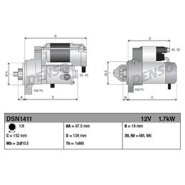 DENSO Starter dsn1411 f&uuml;r JAGUAR LAND ROVER
