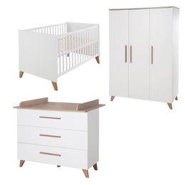 Roba Babyzimmer-Set, Wei&szlig;, Eichenholz, Holz Optik, 5 F&auml;cher, 3 Schubladen, 76x82x142 cm, Babym&ouml;bel, Babyzimmer-Sets