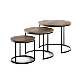 VICCO Couchtisch-Set, Natur, Holzwerkstoff, Rund, 55x44.5x55 cm, Wohnzimmer, Wohnzimmertische, Couchtische