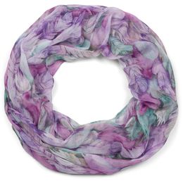Loop styleBREAKER "Loop mit bunten Federn", Damen, lila (violett, gr&uuml;n), Obermaterial: 100% Viskose CV., Modisch, Modet&uuml;cher Loop
