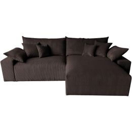 Ecksofa Collection AB, dunkelbraun, B:302cm T:186cm, 100% Polyester, Sofas, Ecksofa, Mega-Sofa wahlweise in Cord oder Boucl&eacute;, mit Federkern & 6 Zierkissen