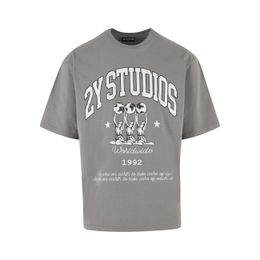T-Shirt 2Y STUDIOS "2Y Studios Herren 2Y Globus Oversize Tee", Jungen, Gr. S, washed grau, 100% Baumwolle, bedruckt, relaxed fit, Rundhals, Shirts T-Shirt