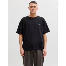 Jack & Jones T-Shirt JACK & JONES "JORMONTAUK BACK GRAPHIC TEE SSCN EA26 SN", Jungen, Gr. S, schwarz (schwarz detail:with bandana), Jersey, Obermaterial: 100% Baumwolle, bedruckt, loose fit normal, Rundhals, Shirts T-Shirt, Baumwolle, locker geschnitten