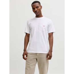 Jack & Jones Kurzarmshirt JACK & JONES "JPRBLUCALEB SS TEE SN", Jungen, Gr. M, hellwei&szlig;, Jersey, Obermaterial: 100% Baumwolle, unifarben, regular fit normal, Rundhals, Shirts
