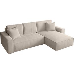 Beautysofa Ecksofa, Creme, Kunststoff, L-Form,L-Form, 290x185 cm, Wohnzimmer, Sofas & Couches, Wohnlandschaften, Ecksofas
