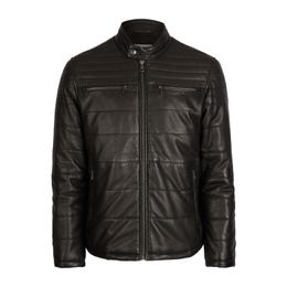 Lederjacke Bugatti "BUBOSLEY", Herren, Gr. 50, schwarz, Obermaterial: 100% Lammleder LEL., regular fit, Jacken, mit Stehkragen