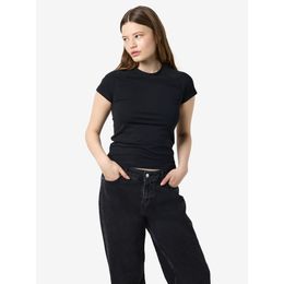 Kurzarmshirt Noisy may "NMKATINKA S/S RAGLAN TOP FWD JRS NOOS", Damen, Gr. XL (42), schwarz, Jersey, Obermaterial: 95% Baumwolle, 5% Elasthan, unifarben, figurbetont, Rundhals, Shirts