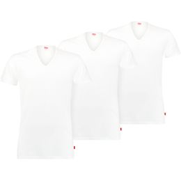 Levi's T-Shirt LEVI'S, Herren, Gr. L, wei&szlig;, Single Jersey, Obermaterial: 95% Baumwolle, 5% Elasthan, unifarben, normal normal, V-Ausschnitt, Shirts T-Shirt, V-Ausschnitt, Kurzarm, Cotton-Mix, elastisch