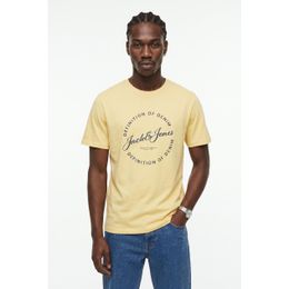 Jack & Jones T-Shirt JACK & JONES "JJGRAYSON TEE SS CREW NECK", Jungen, Gr. M, sunlight, Jersey, Obermaterial: 100% Baumwolle, bedruckt, regular fit normal, Rundhals, Shirts T-Shirt, Baumwolle, regular fit