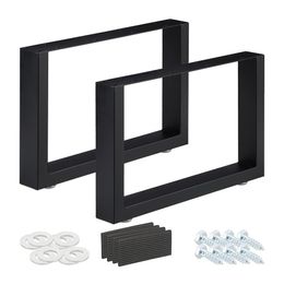 Relaxdays 2Xtischkufen, Schwarz, Metall, 64x40x8 cm, Esszimmer, Tische, Esstische, Tischsysteme, Tischgestell