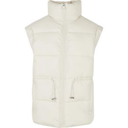 Jerseyweste Urban Classics "Urban Classics Damen Ladies Waisted Puffer Vest", Herren, Gr. XL, wei&szlig; (sandwei&szlig;), 100% Polyester, Westen
