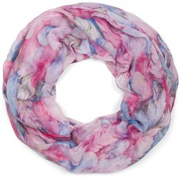 Loop styleBREAKER "Loop mit bunten Federn", Damen, pink (pink, blau), Obermaterial: 100% Viskose CV., Modisch, Modet&uuml;cher Loop