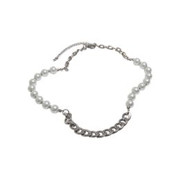 Edelstahlkette Urban Classics "Urban Classics Unisex Pearl Various Chain Necklace", wei&szlig; (silber), Halsketten, Herren, onesize, Eisen, Edelstahlkette