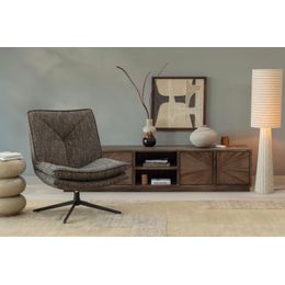 Drehsessel Woood "Milaro mit Fling-Melange-Bezug und Drehmechanismus B75 x T94 x H88 cm", braun, B:75cm H:88cm T:94cm, Sessel, Drehsessel, Hohe Verschlei&szlig;festigkeit, Tragkraft 120 kg, mittlere Sitzh&ouml;he