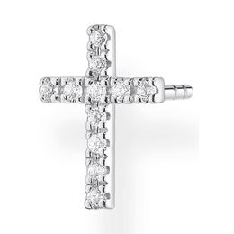 Single-Ohrstecker Thomas Sabo "Kreuz", bunt (silberfarben, wei&szlig;, kristallwei&szlig;), Ohrringe, Damen, Silber 925 (recycelt), mit Zirkonia (synth.)